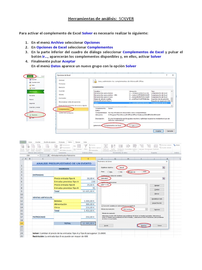 Cómo activar y acceder a la herramienta Solver en Excel para resolver problemas de optimización ...
