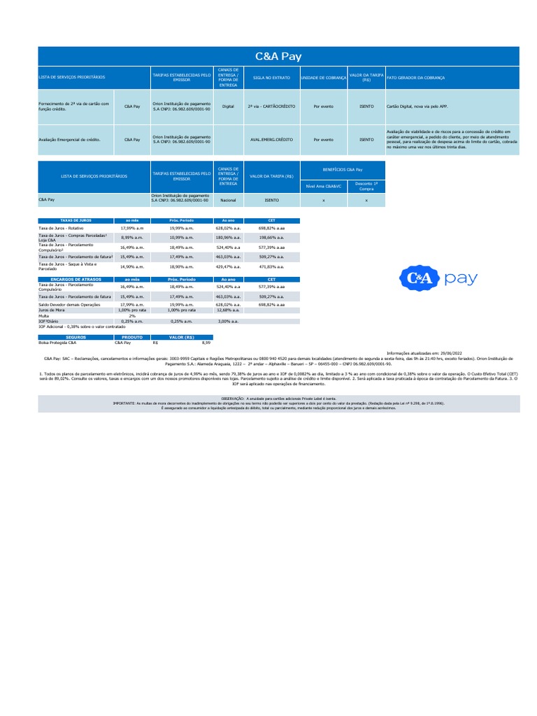 Tarifario Cea Pay | PDF