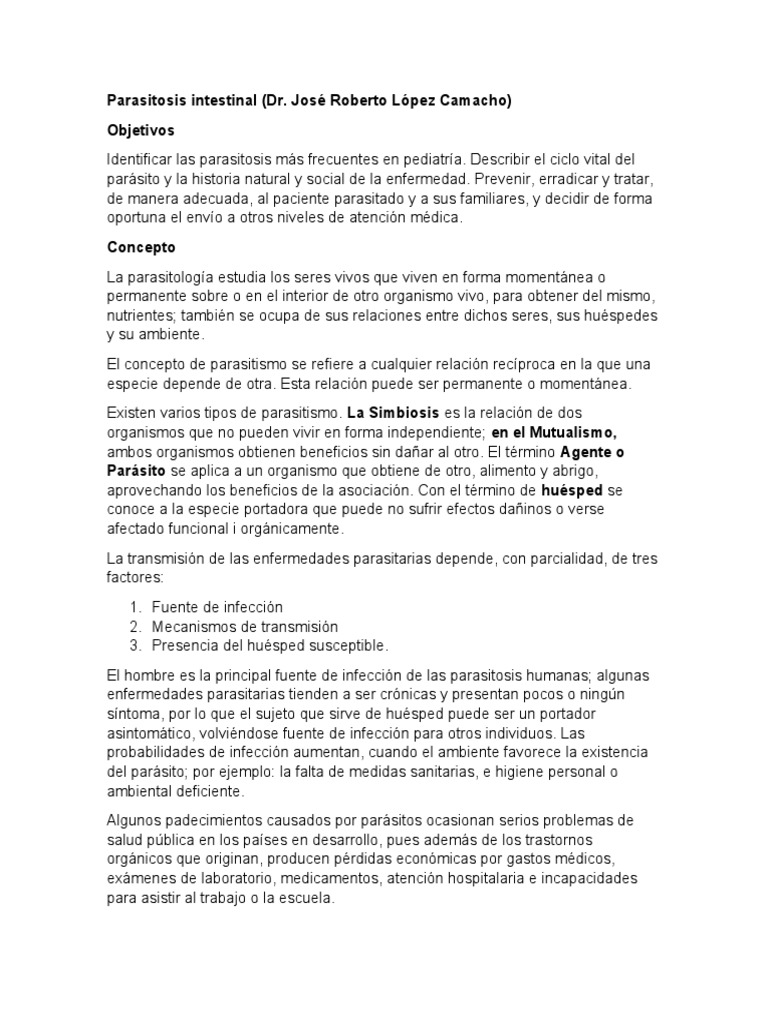 Parasitosis Intestinal en Niños | PDF | Infección | Enfermedades y ...