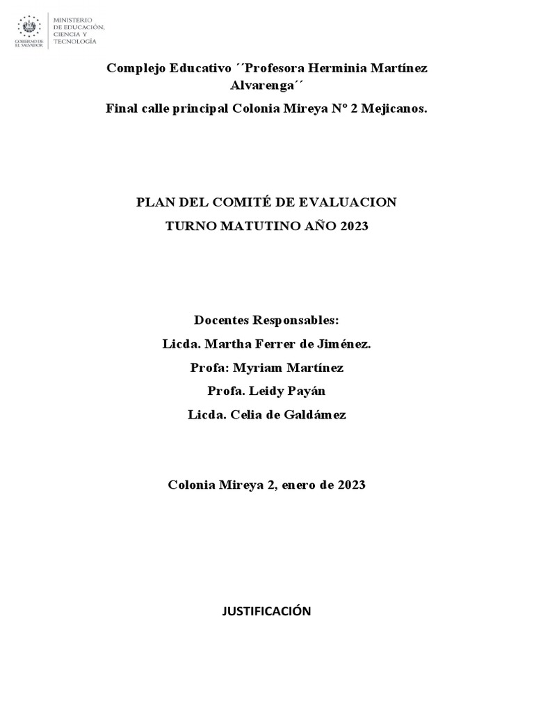 Plan de Evaluacion 2023 | PDF | Evaluación | Cognición