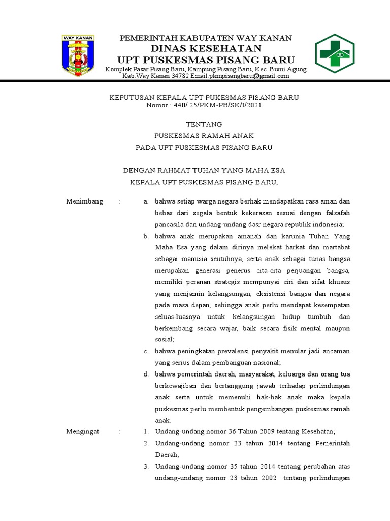 SK Puskesmas Ramah Anak | PDF