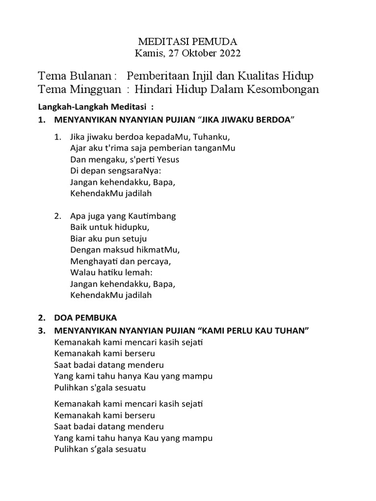 Meditasi Pemuda: Hindari Kesombongan | PDF