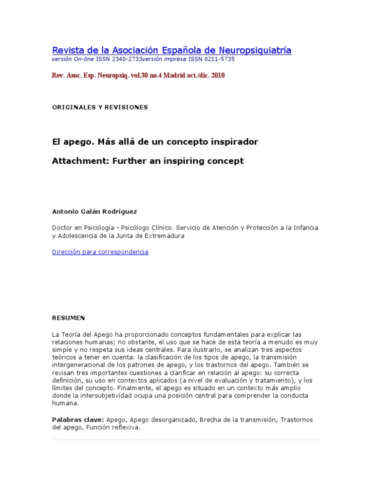 El Apego | PDF | Teoría de apego | Teoría