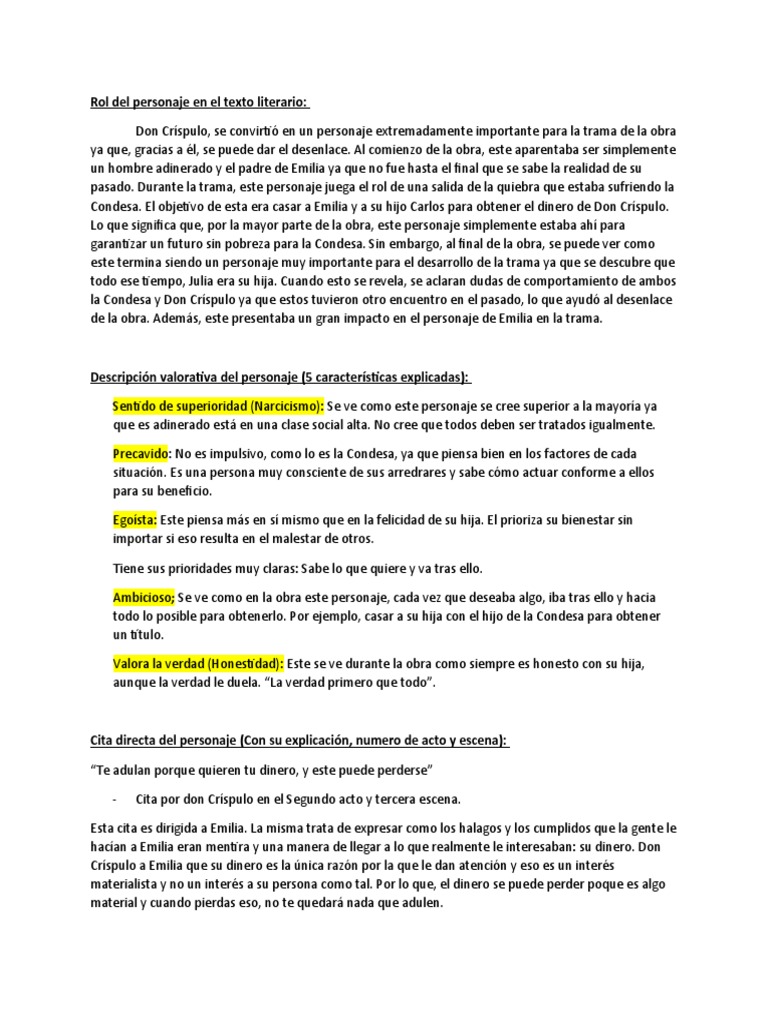Análisis del personaje Don Críspulo | PDF | Verdad