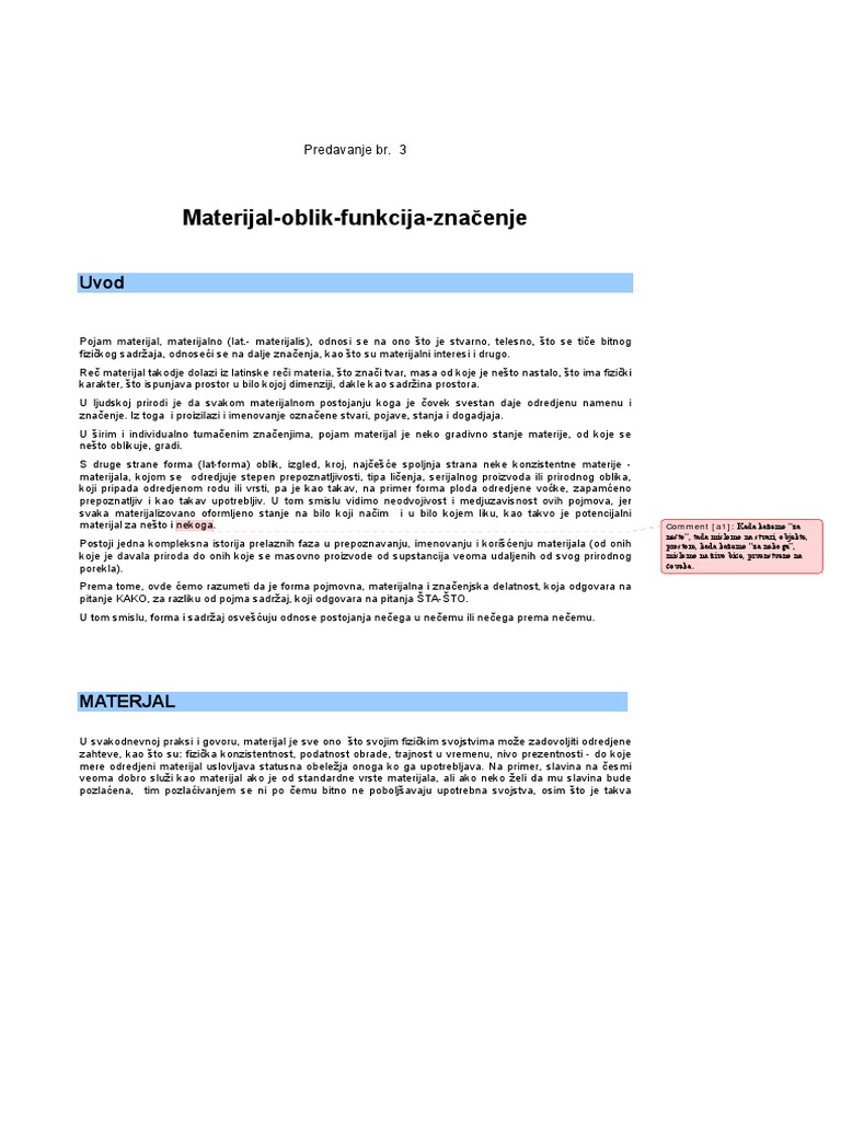 Kosta Bogdanovic, MATERIJAL-OBLIK-FUNKCIJA-ZNACENJE | PDF
