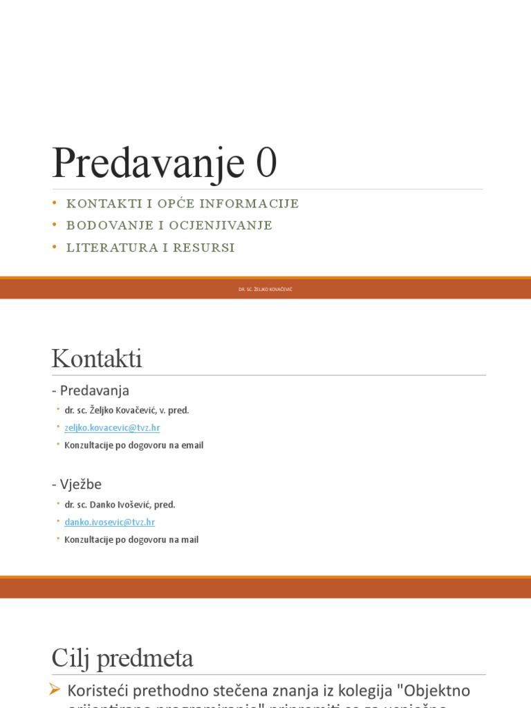 Predavanje 0 - Uvodno Predavanje | PDF