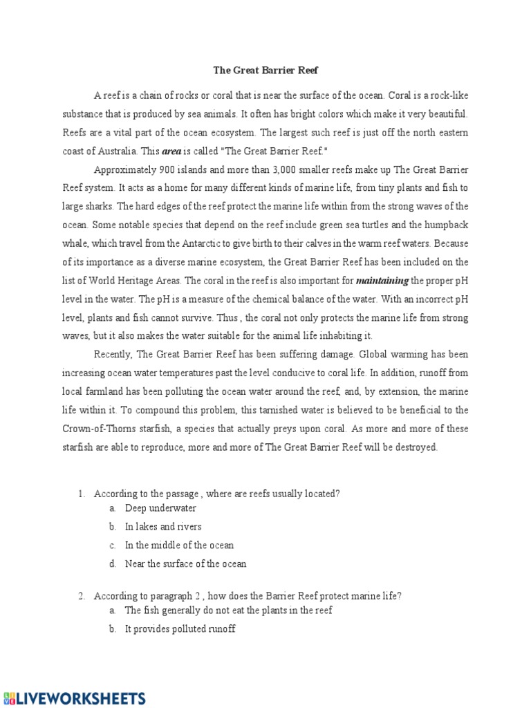 TOEFL Reading | PDF | Coral Reef | Oceans