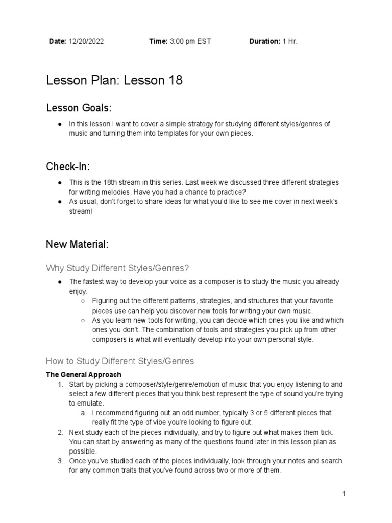 Lesson 18 - Live Stream - Creating Templates | PDF | Chord (Music) | Tempo