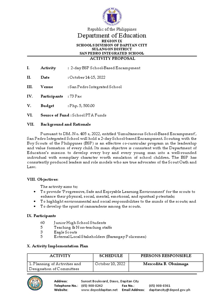 Activity Proposal BSP | Download Free PDF | Scouting