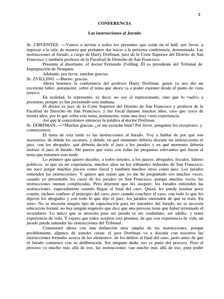 Dorfman - Las Instrucciones Al Jurado | PDF | Duda razonable | Fiscal