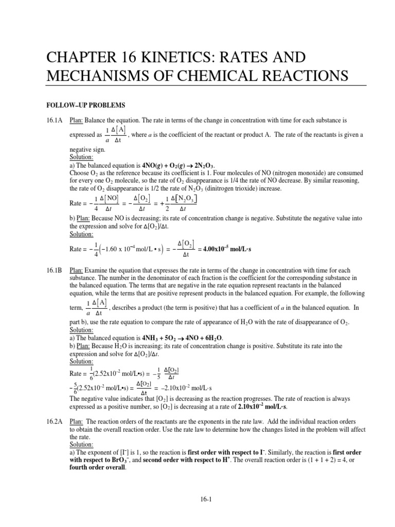 CH 16 Solutions Manual | PDF | Reaction Rate | Industrial Processes