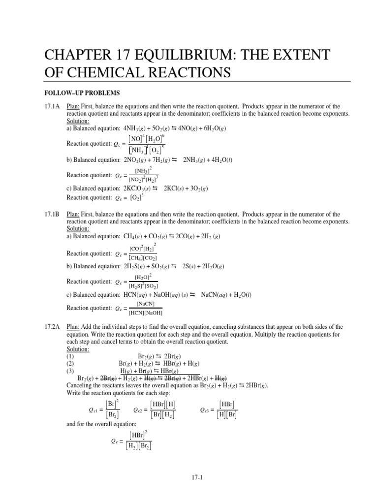 CH 17 Solutions Manual | PDF | Reaction Rate | Chemical Equilibrium