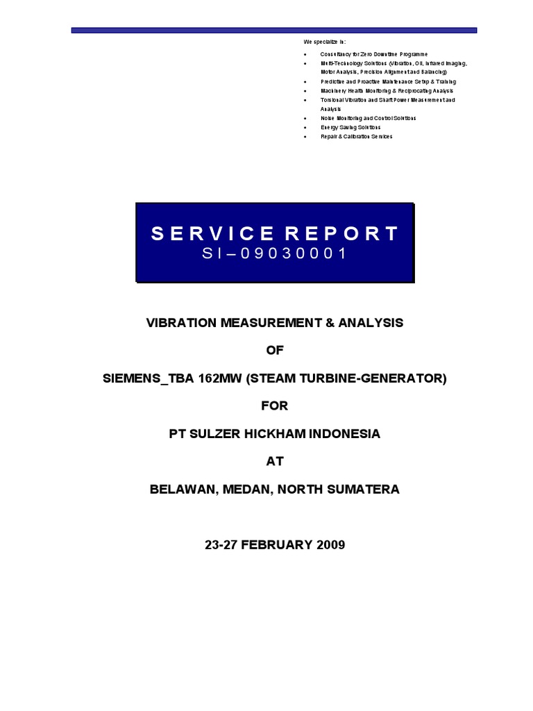 Report SI-09030001 - SULZER ST 20 - MEDAN - BELAWAN - MAIN PAGE Rev1a | PDF | Resonance | Turbine