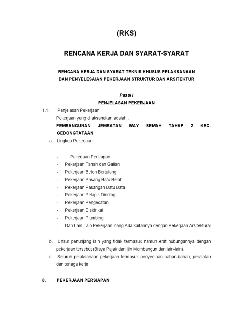Rencana Kerja Dan Syarat-Syarat | PDF