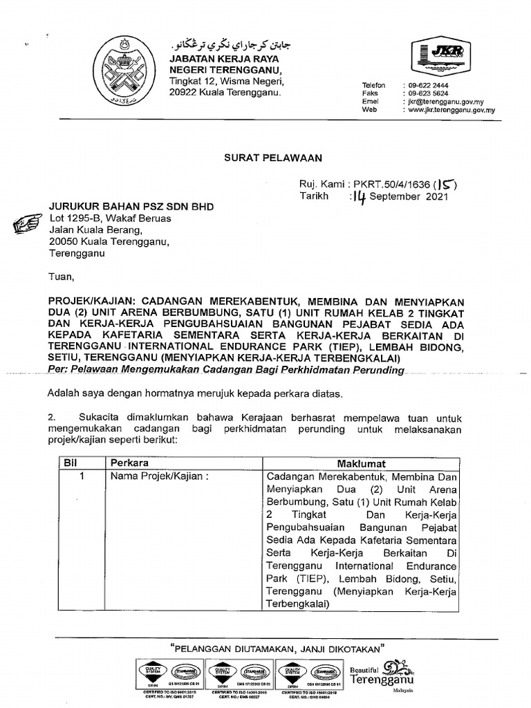 Surat Pelawaan Perunding | PDF