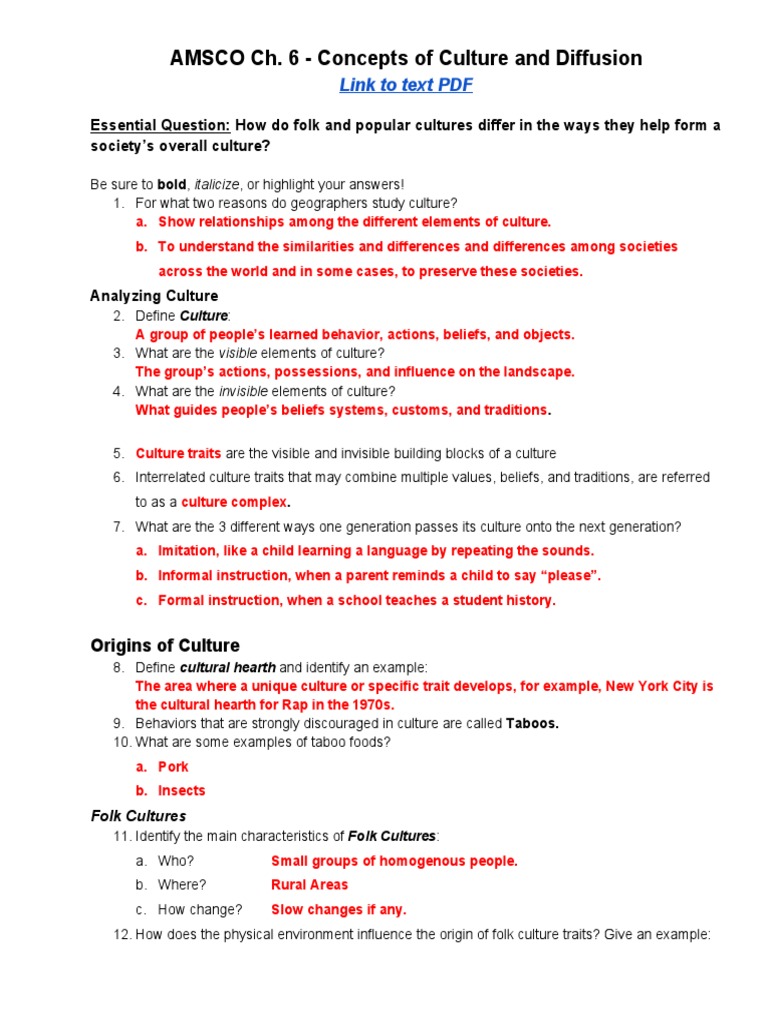 AMSCO Ch. 6 - Concepts of Culture and Diffusion - Pedro Lima | PDF ...