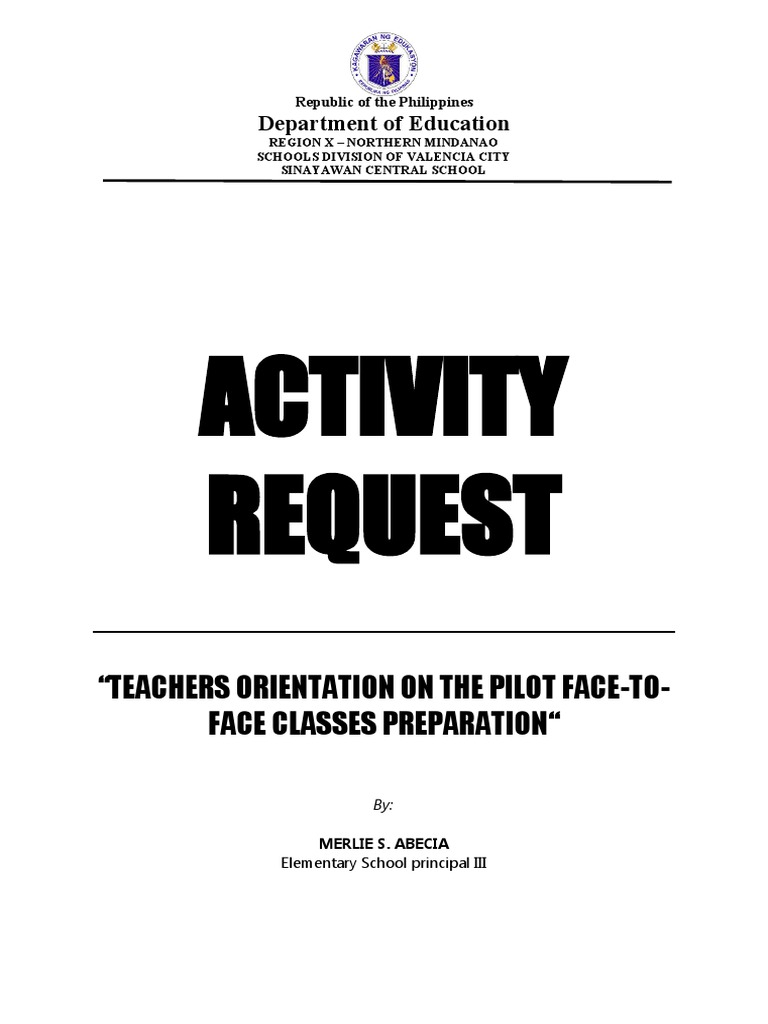 Teachers Orientation Activity Request | PDF | Epidemiology | Philippines