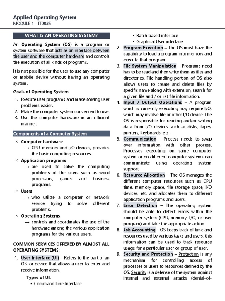 Aos M1 | PDF | Operating System | Process (Computing)