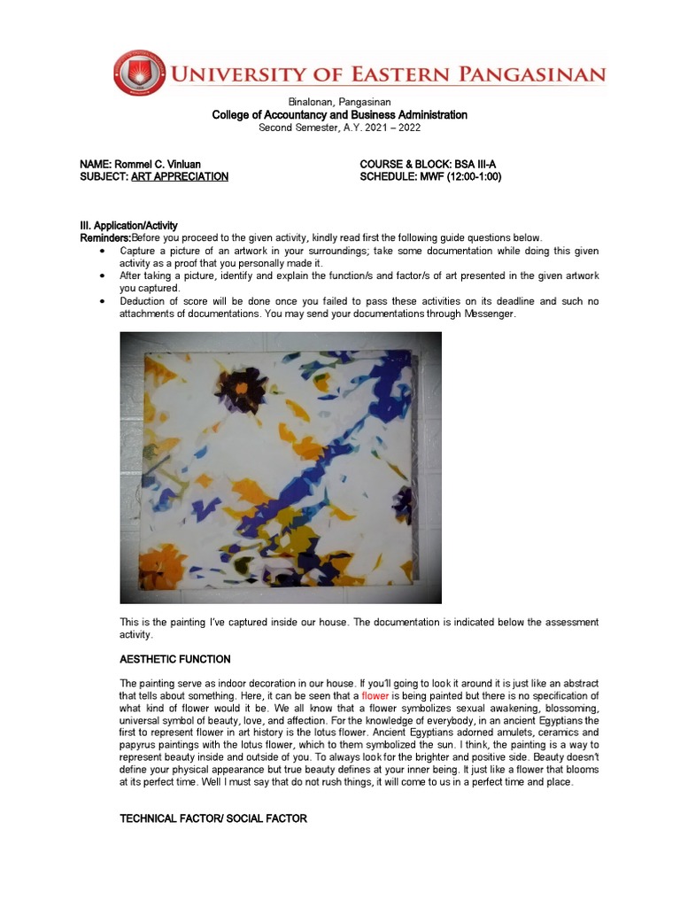Module 1 Art App | PDF | Paintings | Psychological Concepts