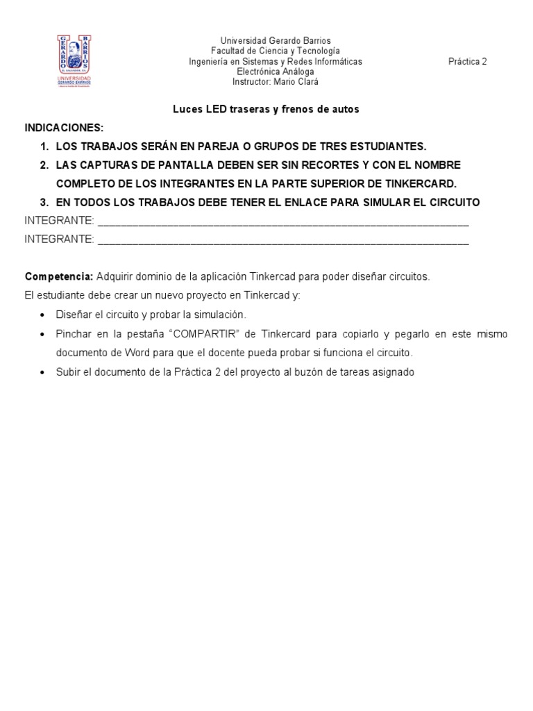 Práctica 2 Luces de Auto | PDF