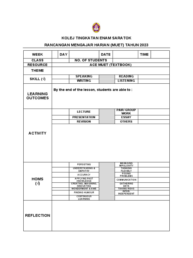 Daily Lesson Plan - Muet | PDF