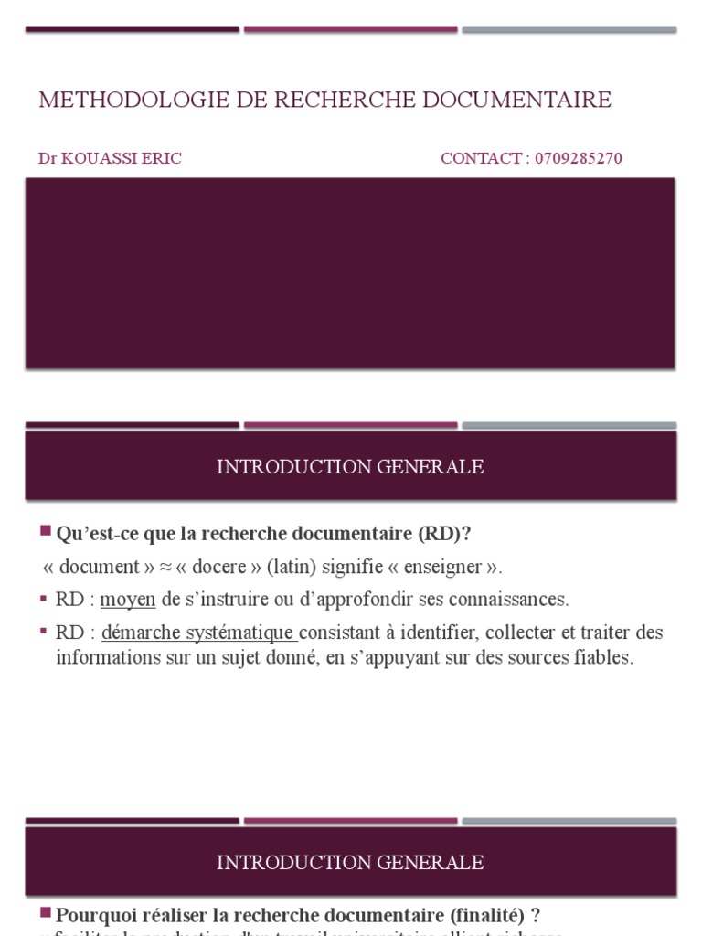 Methodologie de L'etude Documentaire | PDF | Recherche d'information | Genre grammatical