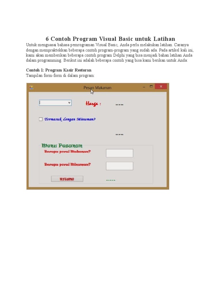 6 Contoh Program Visual Basic Untuk Latihan Pdf 