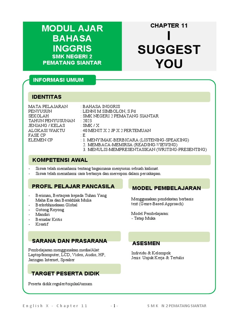 MODUL 11 Suggestion | PDF