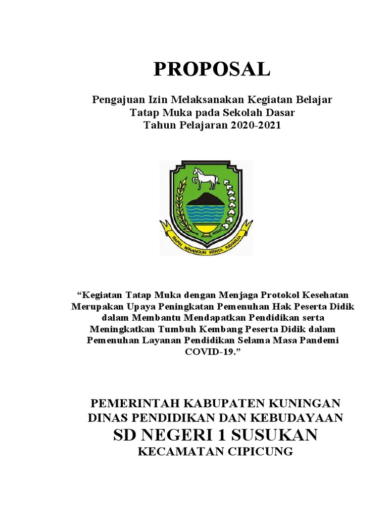 Proposal Pengajuan Izin Tatap Muka - SDN 1 SUSUKAN | PDF