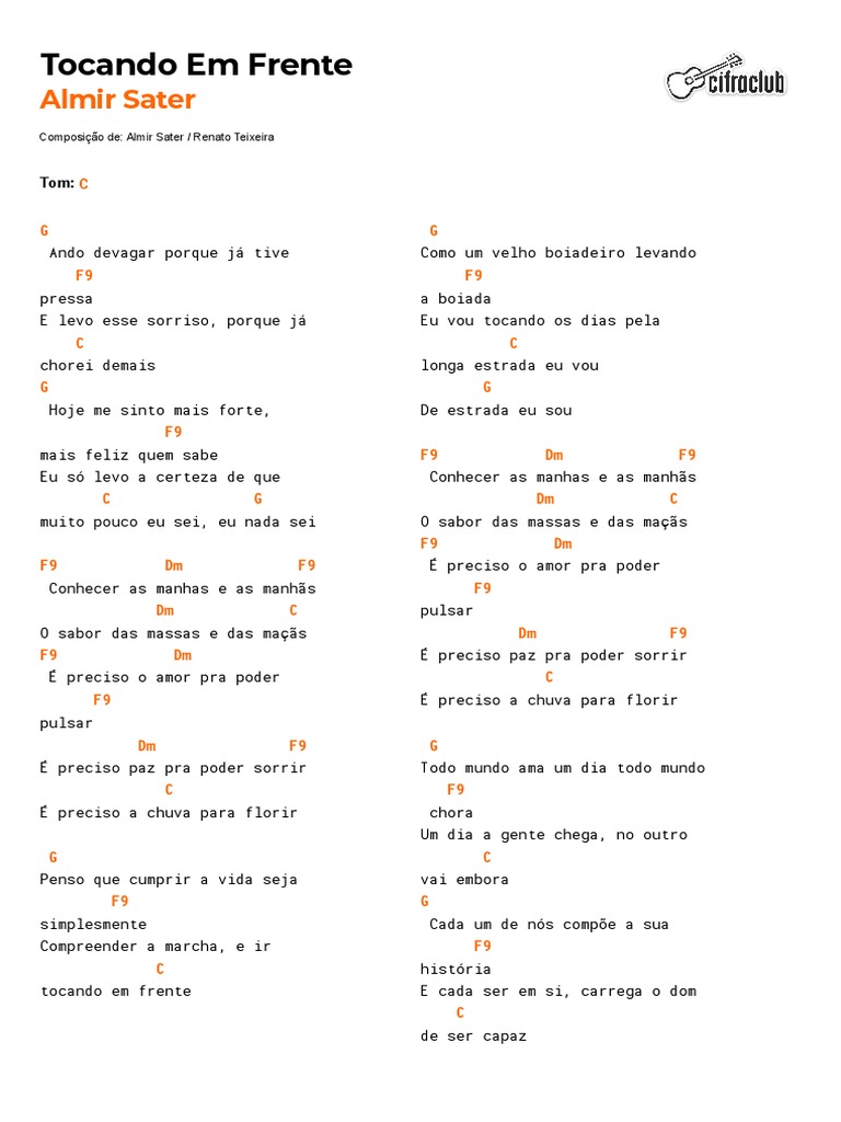 Cifra Club - Almir Sater - Tocando em Frente | PDF