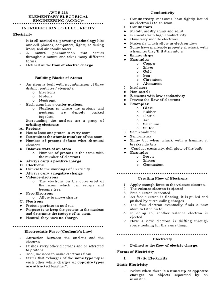 AVTE 213 Elementary Electrical Engineering ACDC | PDF | Rechargeable ...