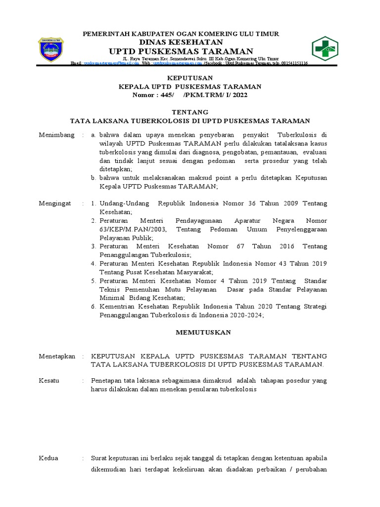 SK Tatalaksana TB Cempaka 2022 Yng Benar | PDF