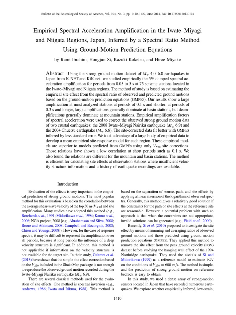 Empirical Spectral Acceleration Amplification in The Iwate-Miyagi and ...