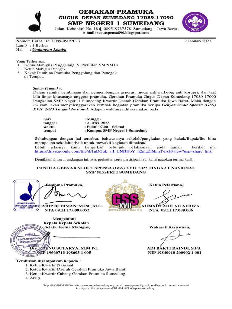 Undangan Lomba Pramuka Gebyar Scout Spensa Xvii 2023 | PDF