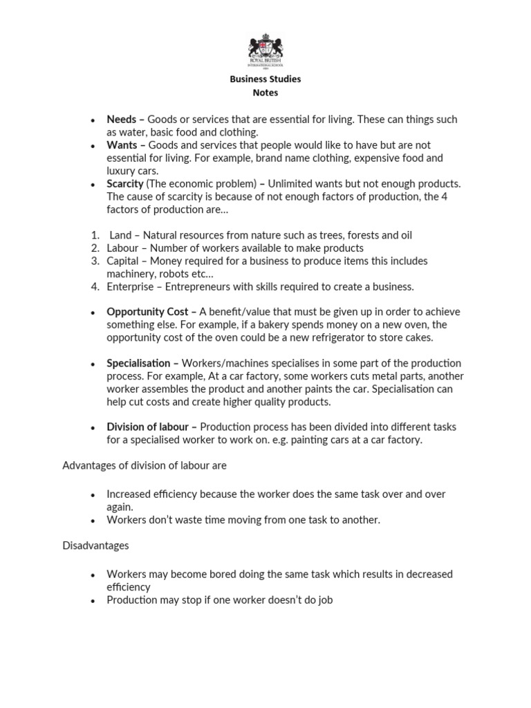 Business Studies Chapter 1 Overview | PDF | Franchising | Business