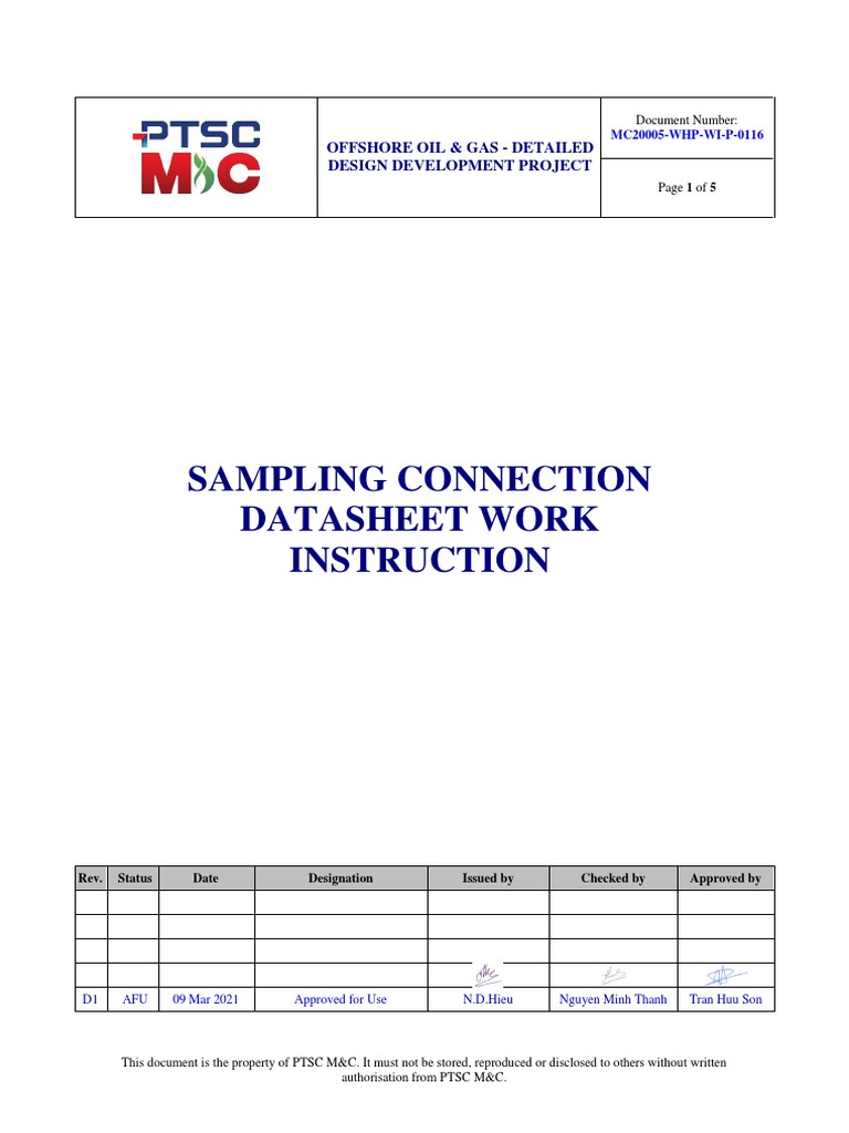MC20005 WHP WI P 0116 Sampling Connection Datasheet WI - Rev.D1 | PDF ...