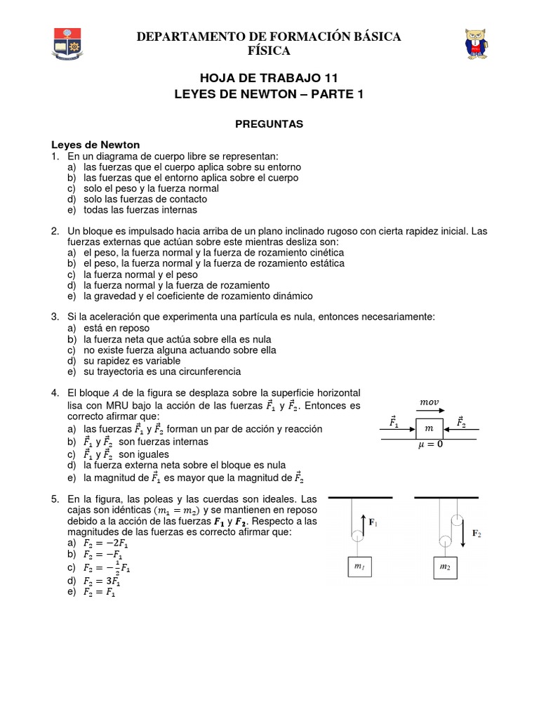 Hoja De Trabajo De La Ley De Newton Experimentos Sobre La Primera Ley