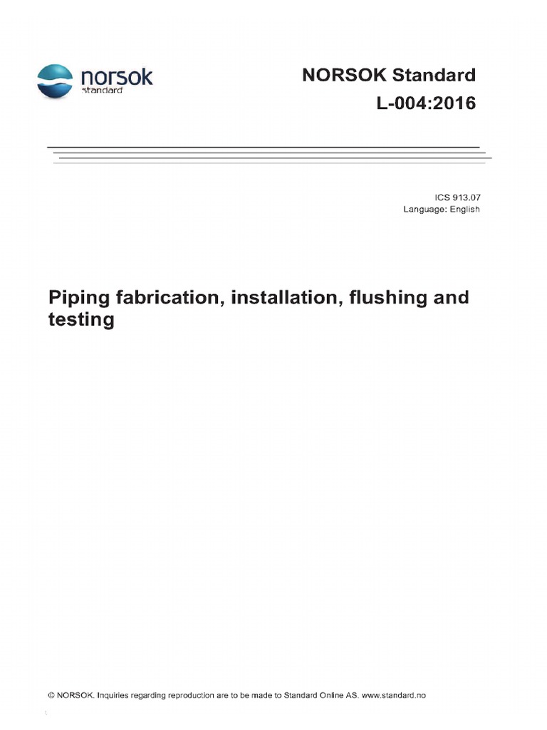 Norsok L-004-2016 | PDF | Pipe (Fluid Conveyance) | Valve