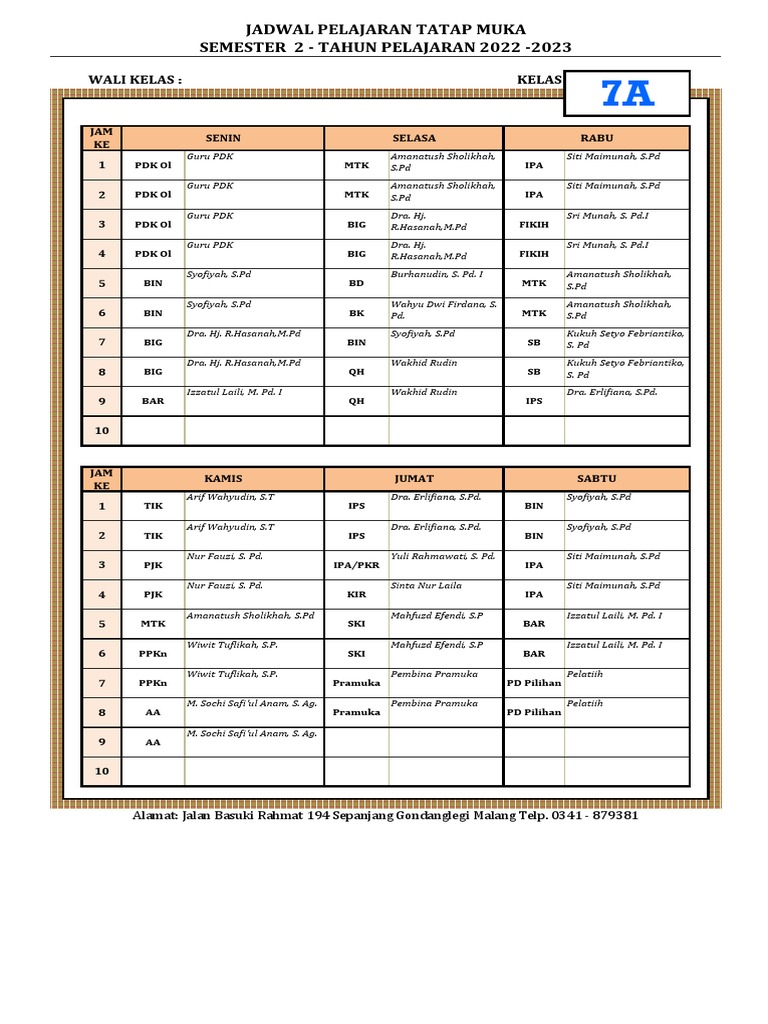 1 Jadwal SMT Genap Revisi Terbaru | PDF