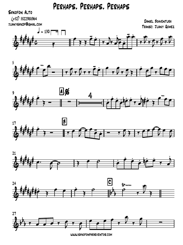 Perhaps, Perhaps, Perhaps - Saxofón Alto | PDF