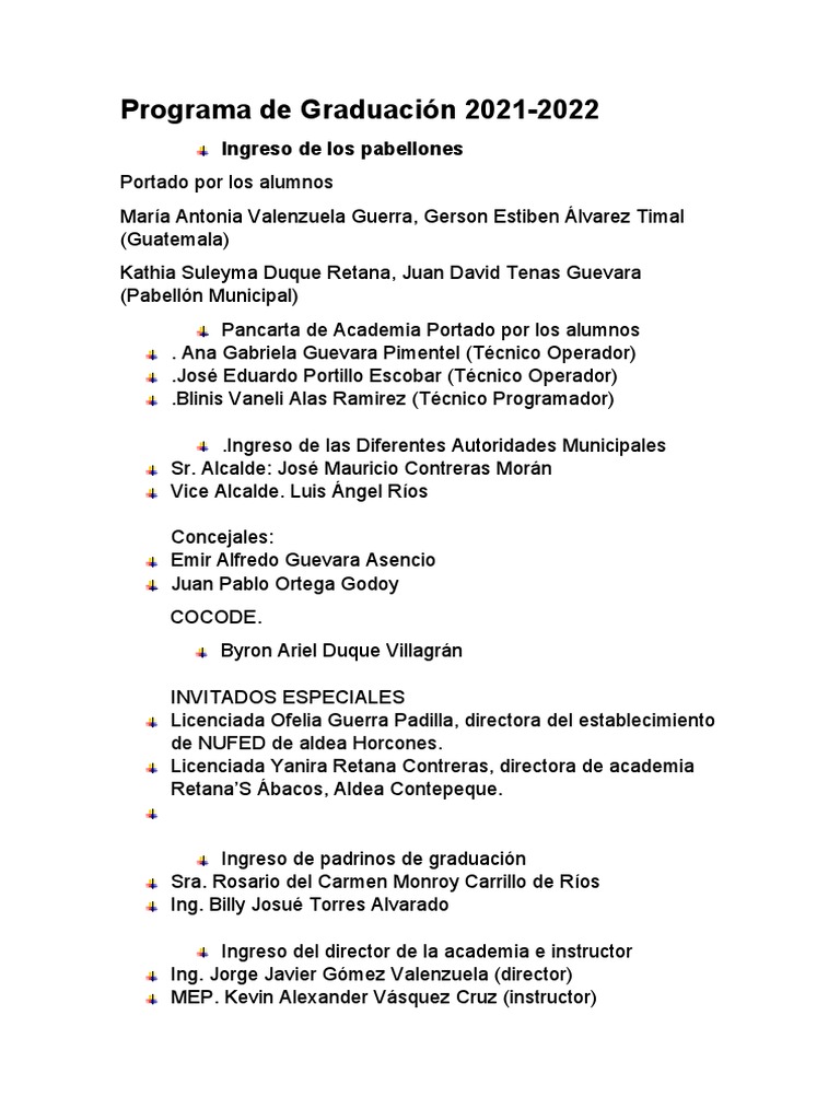 Programa de Graduación 2021 | PDF