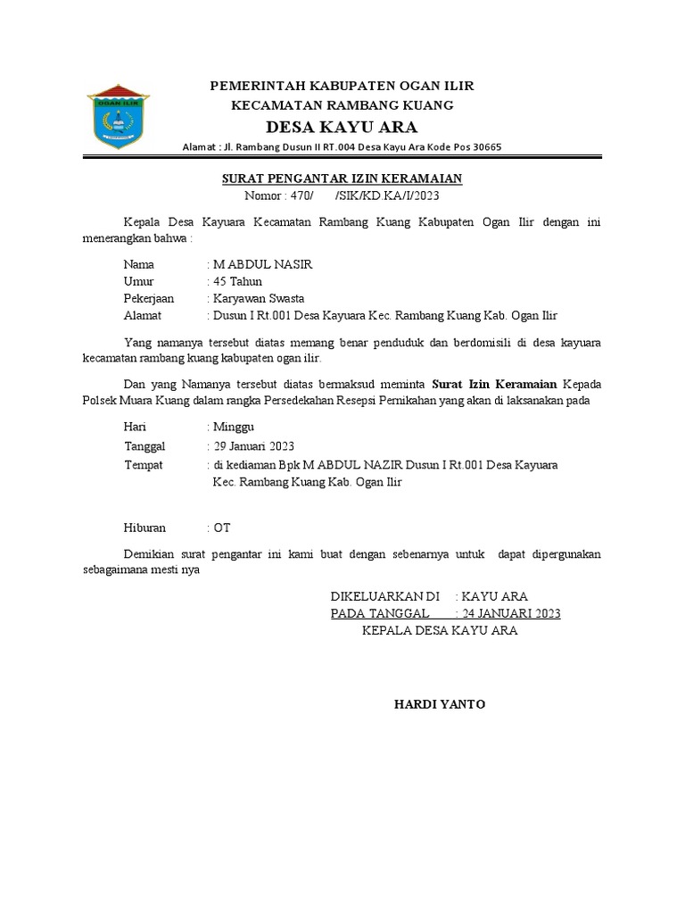 Surat Izin Keramaian Ka | PDF