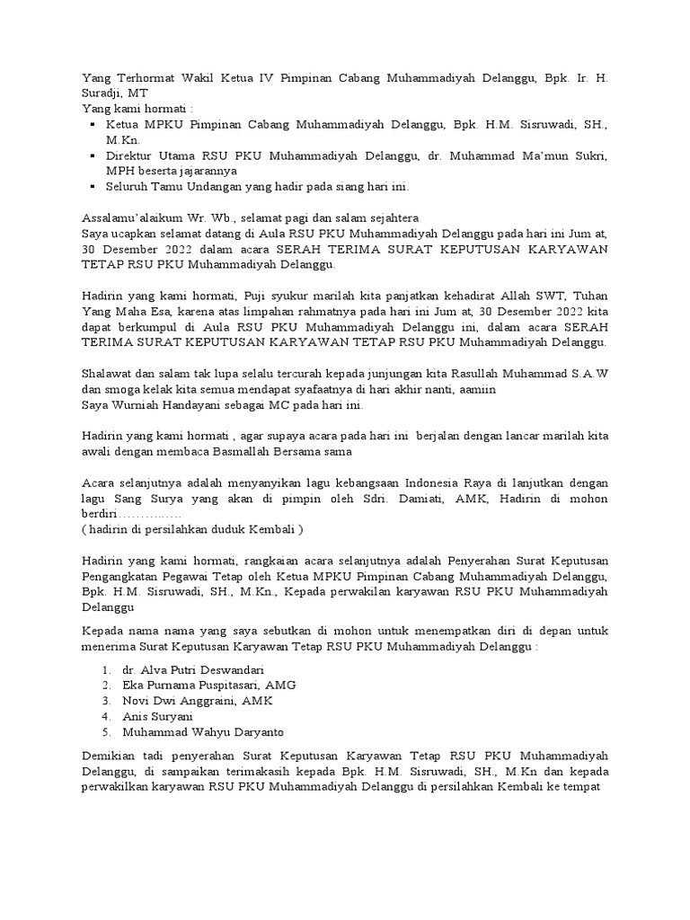 MC SK Kary Tetap | PDF