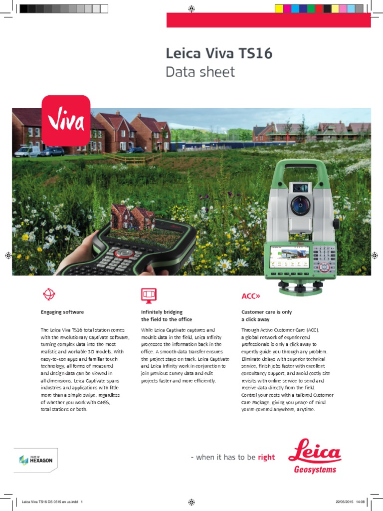 Leica Viva TS16 Data Sheet Specs | PDF | Computing | Computer Engineering