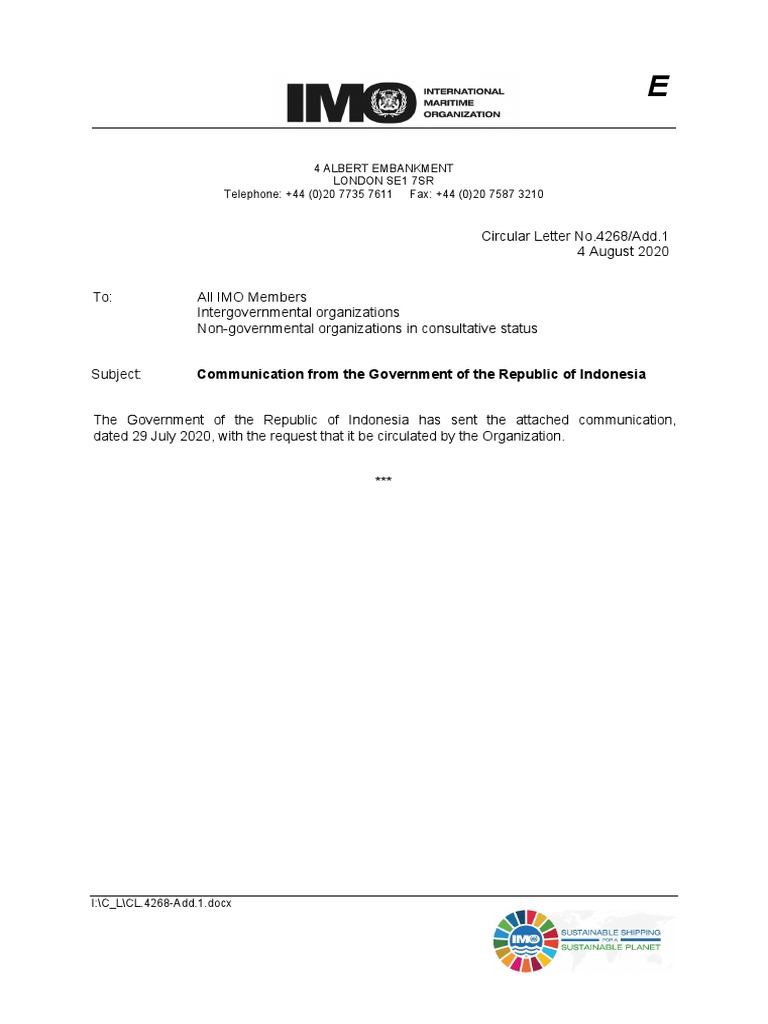 Circular Letter No.4268-Add.1 Indonesia | PDF | Sailor