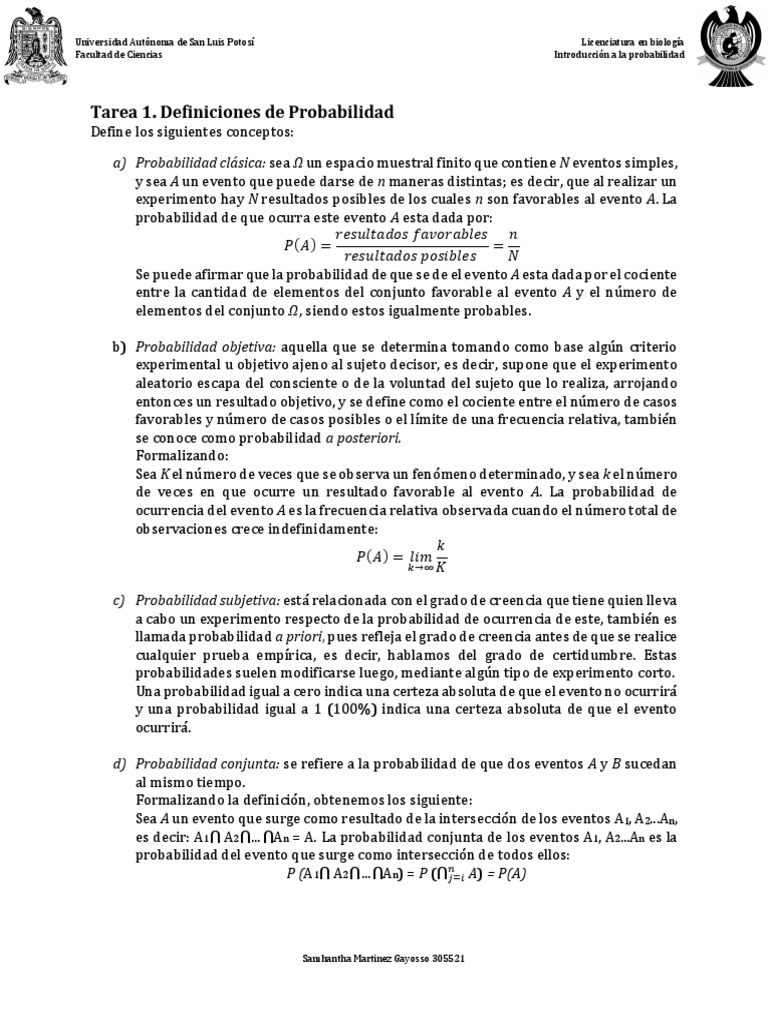 Definiciones Clave de Probabilidad | PDF | Probabilidad | Certeza