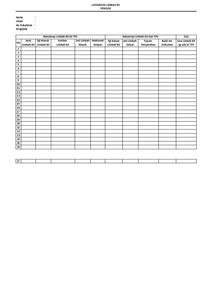 FORM Logbook Limbah | PDF