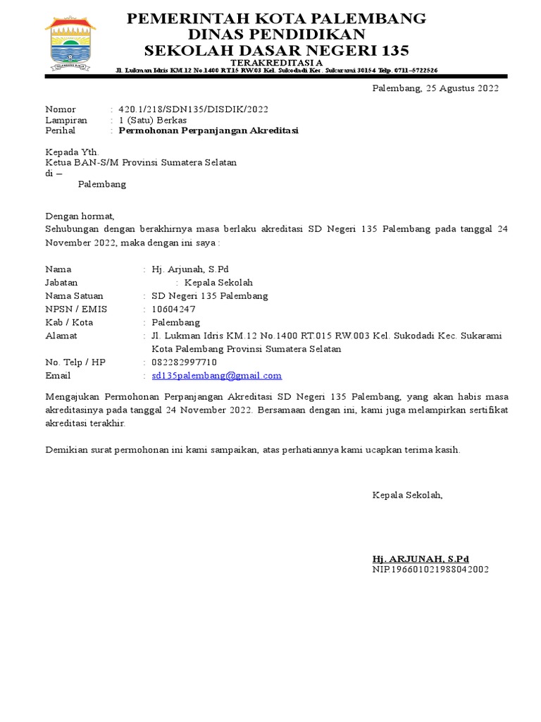 Surat Ajuan Akreditasi 2022 | PDF