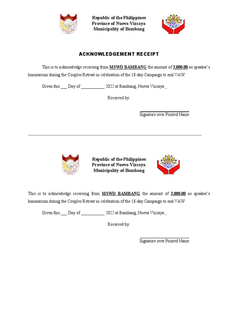 Acknowledgement Receipt 2017 | PDF