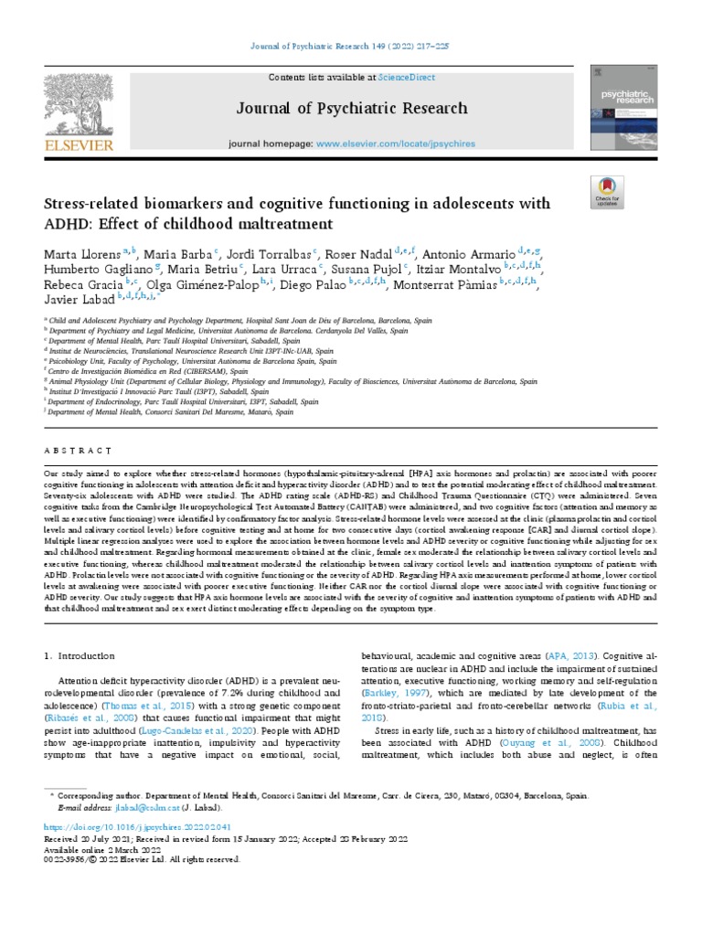 Llorens Et Al 2022 | PDF | Attention Deficit Hyperactivity Disorder ...